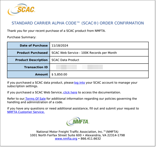 Purchasing a SCAC API Service – NMFTA Help Center